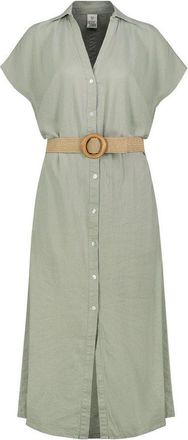 Eight2Nine Sommerkleid Leinenkleid Damen atmungsaktiv V-Ausschnitt Hemdblusen Kleid Sommer