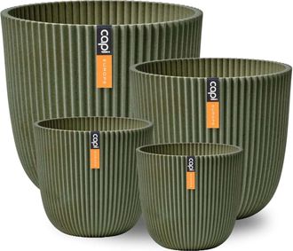 Capi Europe Geschenkset Blumentopf Kugel Groove Made with Kunstrasen grün - Set L - Blumentöpfe für drinnen und draußen - Hergestellt aus recycelten Materialien