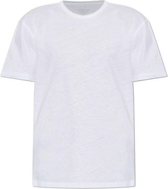 AllSaints Homme, Tops, Blanc, Taille: XL Flax Short Sleeve Ramskull T-Shirt
