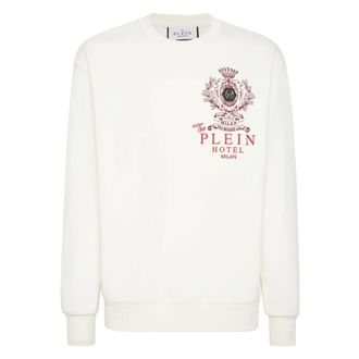 Philipp Plein Homme, Sweatshirts et sweats &agrave; capuche, Blanc, Taille: 2XL Fleece Round Neck SweaT-shirt Plein Hotel