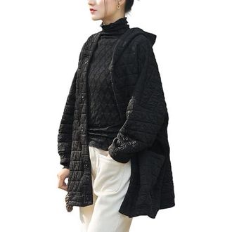 Generic Veste matelass&eacute;e l&eacute;g&egrave;re Dolman &agrave; capuche pour femme avec poches, Noir, M