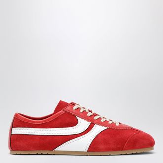 Dries Van Noten Rot/wei&szlig;e Sneakers aus Leder und Wildleder