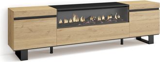 Skraut Home | TV-Schrank, Lowboard | f&uuml;r Wohnzimmer und Esszimmer | 200x57x35cm | F&uuml;r TV-Ger&auml;te bis zu 80 | Elektrokamin. Ma&szlig;e | Industriedesign | Moderner Stil |