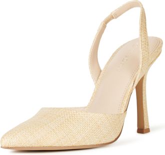 The Drop Slingpumps f&uuml;r Damen, Klara Glatte spitze Zehenpartie, Raffiabast Natur, 38 EU