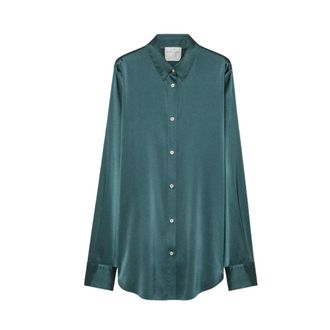 Forte_Forte Chemise en satin de soie - Femme - Blouses et Chemises - Vert - Taille: 38 FR