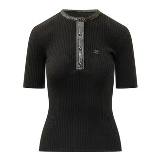 Courr&egrave;ges Damen, Oberteile, Schwarzk, SGr&ouml;&szlig;e