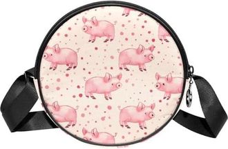 Generic Sac &agrave; bandouli&egrave;re Circle pour femme, petit sac &agrave; bandouli&egrave;re rose avec fermeture &eacute;clair, bretelles r&eacute;glables, sac &agrave; main rond d&eacute;contract&eacute; pour femmes 