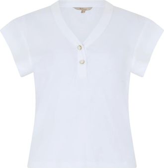 Barbour Femme, Tops, Blanc, Taille: 38 FR Cotton Short-Sleeve Shirt