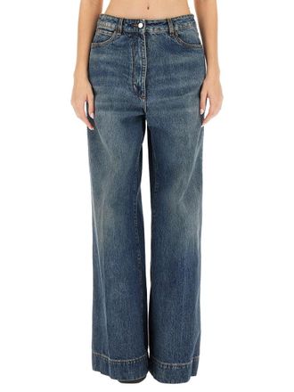 Etro Embroidered Pegasus Cotton Jeans - Blue