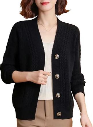 Generic Pull ample &agrave; col en V pour femme avec col en V, Noir/blanc, XS