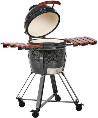 Beliani Holzkohlegrill KAMADO Keramik Schwarz