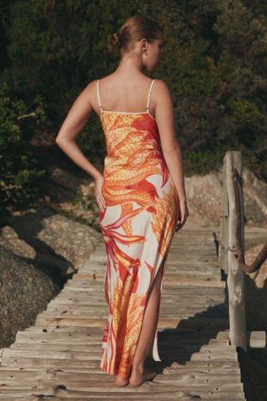 Next Tr&auml;gerkleid Maxikleid mit Wasserfallausschnitt und Tr&auml;gern (1-tlg)