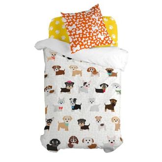 Hf Living HappyFriday Mr Fox Dogs Bettw&auml;sche-Set, Mehrfarbig, f&uuml;r 80 cm breite Betten, 2-teilig