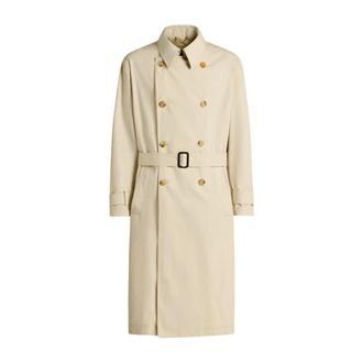 Kiton Homme, Manteaux, Beige, Taille: M Trench-coat crois&eacute; en coton technique