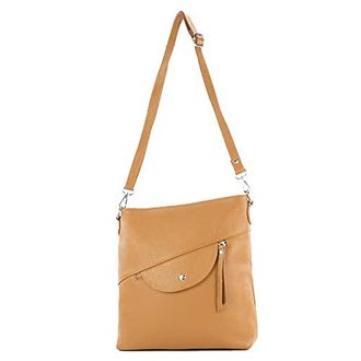 modamoda.de T223 Sac &agrave; bandouli&egrave;re en cuir pour femme Taille M Fabriqu&eacute; &agrave; la main en Italie, camel, m