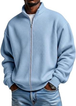Generic Veste d&eacute;contract&eacute;e et l&eacute;g&egrave;re avec col montant et fermeture &eacute;clair, parfaite pour un usage quotidien., bleu, 5XL