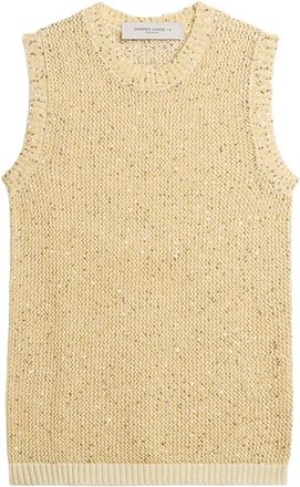 Golden Goose Femme, Pulls, Jaune, Taille: 42 FR Gilet Tricot&eacute; &agrave; Sequins