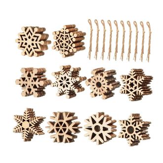 Holibanna 100st&uuml;cke Unfinished Holz Schneeflocken Ausschnitt Blank Holz Chips Weihnachten Anh&auml;nger Schneeflocke Form H&auml;ngedekoration Malspielzeug