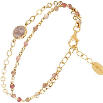 OrusBijoux Bracelet En Argent Doré Double Chaine Pierres Naturelles