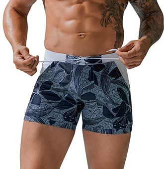 Feoya Homme Short de Bain Eté Maillot de Bain Homme Piscine avec Cordo Serrage Short de Plage Séchage Rapide Boxer Surf Natation C2 XXL