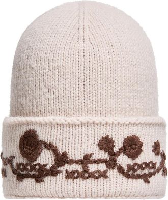 Moncler Moncler Embroidered Alpaca Blend Knit Beanie, Women, White, Size: One Size