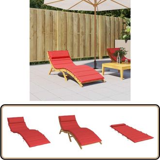vidaXL Sonnenliegen-Auflage Rot 180x60x3 cm Oxford-Gewebe - Gartenliege Auflage - Sitzkissen - Sonnenschutz - Gartenmöbel Zubehör - Außenkissen