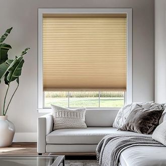 Chicology Cordless Cellular Shades Sichtschutzrollo, 1 Zelle, Polyester, Metall, Kunststoff, Morning Croissant (Lichtfilterung), 76W x 122H cm