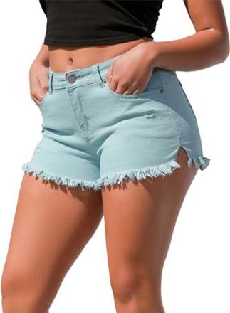 Generic 2026 Pantalon décontracté en jean pour femme, taille haute, couleur unie, style rétro, bleu ciel, XXL