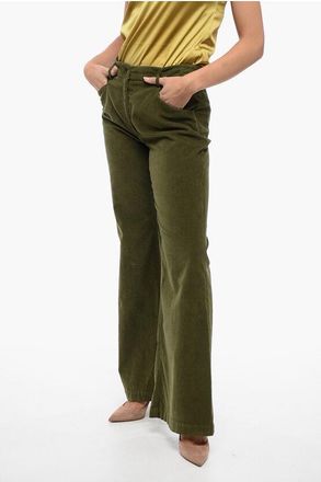 True Royal Corduroy Low-Waist Pants with Flared Fit size 44