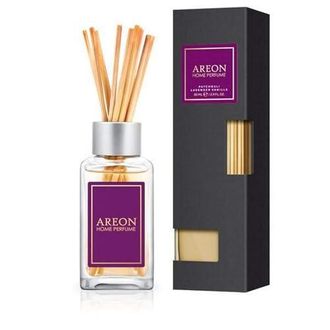AREON Areon Home Perfume Raumduft-Diffusor, 85 ml, Premiumqualit&auml;t, 10 Rattanst&auml;bchen - Patschuli, Lavendel und Vanille