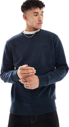 Superdry Essential - Sweatshirt in Eclipse-Marineblau mit Logo und Rundhalsausschnitt