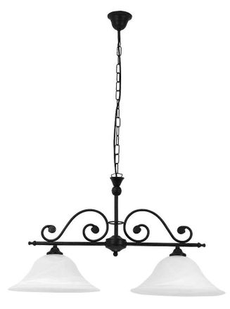 Rabalux 2-flammige Pendelleuchte Landhausstil wei&szlig;es Alabasterglas Metall schwarz Dorothea