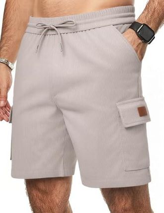 iClosam Velours C&ocirc;tel&eacute; Short Homme Casual Chino Corduroy Shorts Court Homme Short Cargo Casual Court Shorts Ete Bermuda Pantalon avec Poches