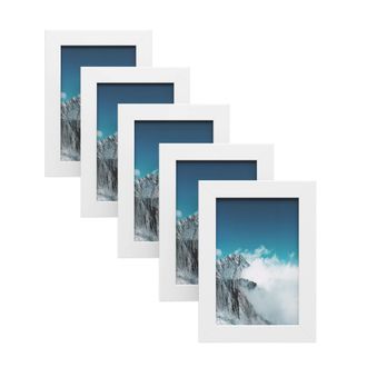 Songmics Bilderrahmen Set im 5er-Set, 10 x 15 cm, Fotorahmen mit Glasscheibe, Weihnachten, Rahmen Wei&szlig; RPF35WT