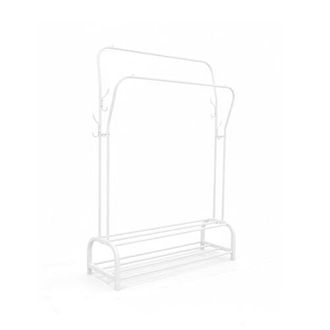 Relaxdays Kleiderst&auml;nder, HxBxT: 146 x 110 x 33 cm, 2 Ablagen & 2 Kleiderstangen, 8 Haken, Doppelgarderobe, wei&szlig;