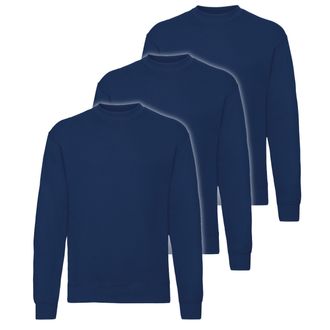 Fruit Of The Loom 3er Pack Classic Set-In Sweat Herren, NEU, Farbe:Navy, Gr&ouml;&szlig;e:2XL