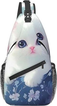 Generic Fancy Cat Flowers Sac &agrave; bandouli&egrave;re de voyage pour homme Sac &agrave; dos de randonn&eacute;e