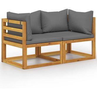 vidaXL Banc de jardin &agrave; 2 places avec coussins gris fonc&eacute;