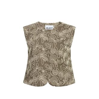Object Veste sans manches brod&eacute;e en coton