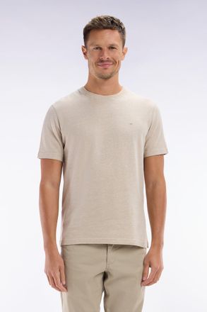 Eden Park T-shirt En Coton Et Lin Beige Coupe Droite