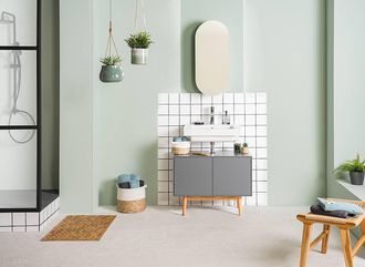 Mørteens home24 Spiegelschrank oval 37 x 82 x 16cm Grau/Grau