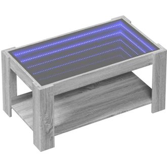 vidaXL LED-Couchtisch Grau Sonoma 93x53x45 cm Holzwerkstoff Vidaxl