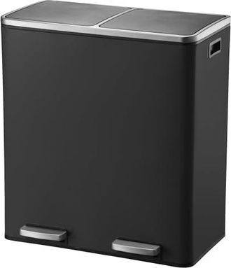 Kitchen Move Major K&uuml;chen-Tretabfalleimer, M&uuml;lltrennung, aus Edelstahl, gro&szlig;es Fassungsverm&ouml;gen, 60 l (2 x 30 l), Mattschwarz