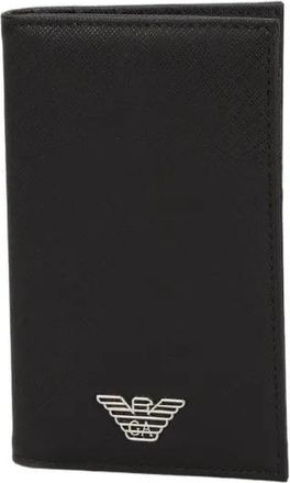 Emporio Armani Portemonnaies - Saffiano Leather Wallet With Eagle Emblem - Gr. unisize - in Schwarz - f&uuml;r Damen