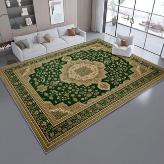 Generic Tapis 140 x 200 cm D&eacute;coratif De Luxe R&eacute;tro Fleurs G&eacute;om&eacute;trique, Tapis De Chambre &agrave; Coucher antid&eacute;rapant Poil Court - pour Salon Chambre &agrave; Coucher Salle
