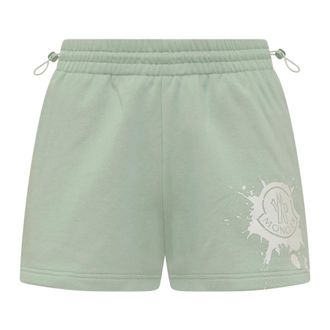 Moncler Bedruckte Baumwollshorts - - Shorts - Damen - Gr&uuml;n - XS