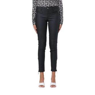 Liu Jo Skinny &Ouml;lbeschichtete Hose mit Rei&szlig;verschlussdetails - - Trousers - Damen - Schwarzk - W30