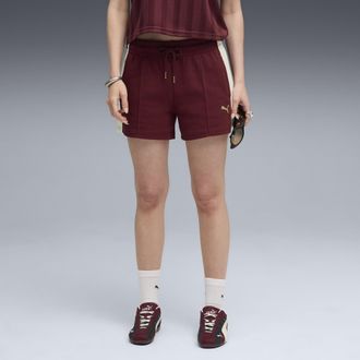 Puma Short &agrave; nervures 10 cm T7 Femme, V&ecirc;tements, Rouge, L