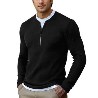 Generic Polo de golf d&eacute;contract&eacute; &agrave; manches longues et fermeture &eacute;clair quart de tour pour homme et adulte pour un usage quotidien athl&eacute;tique course &agrave; pied pul