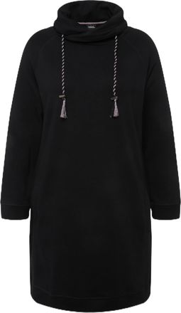 Ulla Popken Damen Sweatkleid, Stehkragen, Langarm, Taschen Kleid, Schwarz, 52 DE/54 DE